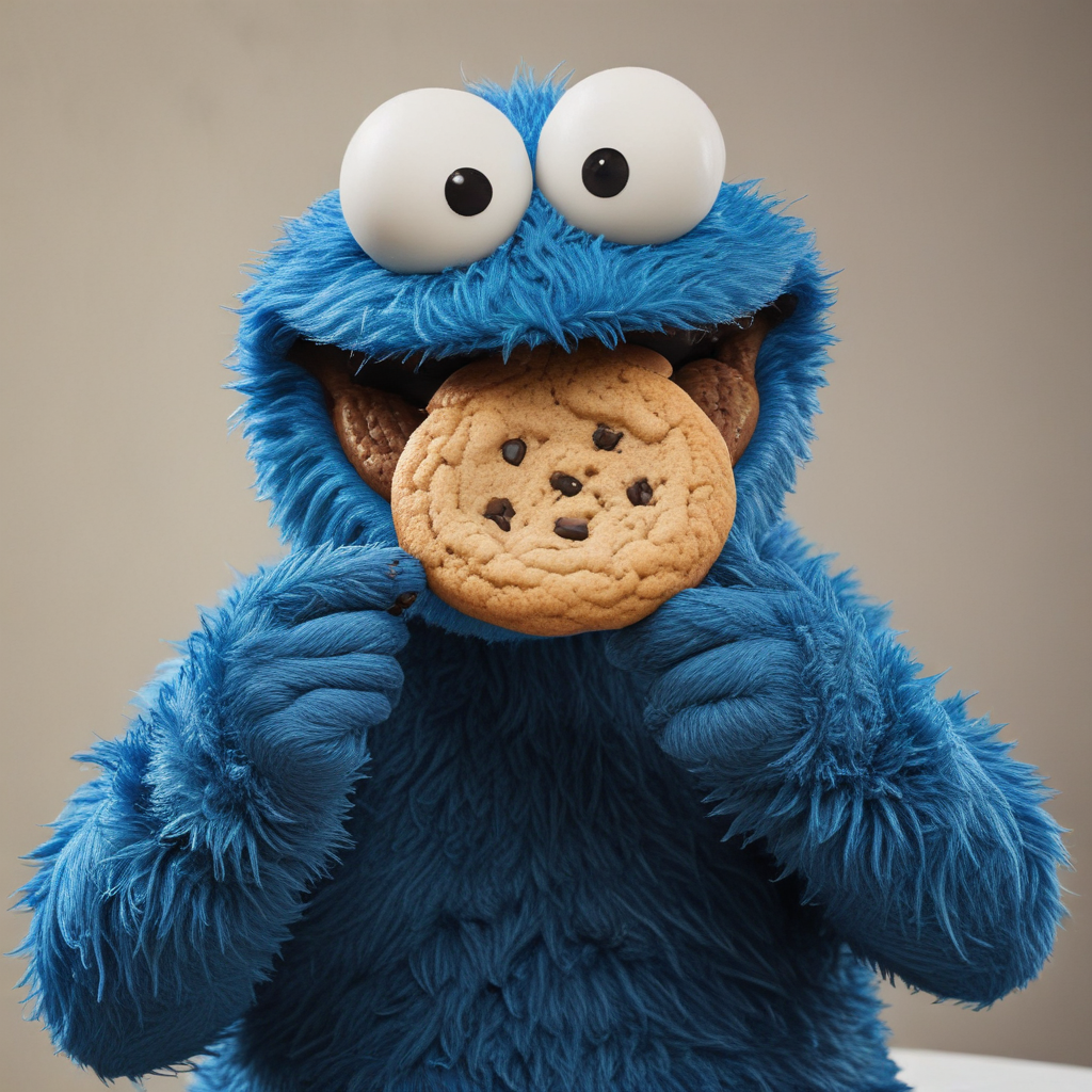 cookie monster eating a cookie