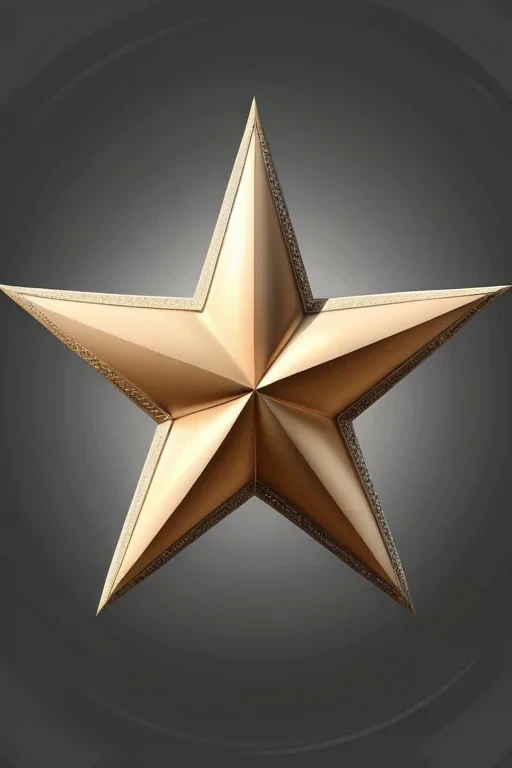 Three-Dimensional Golden Star with Intricate Detailing Against a Dark Background