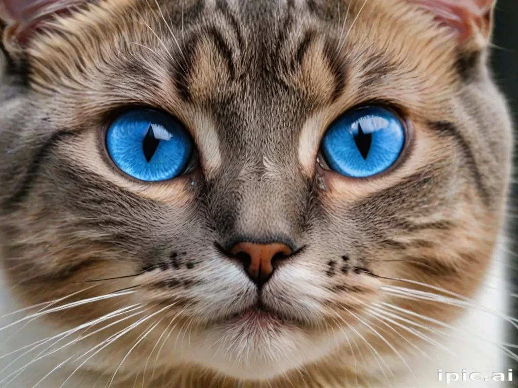 A Close-Up of an Adorable Cat with Striking Blue Eyes.