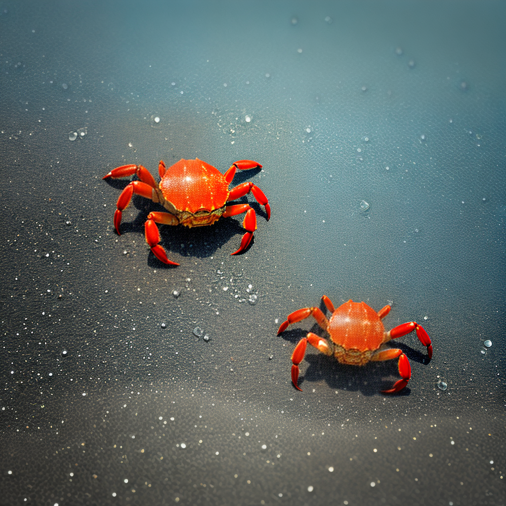 a crab on beach, macro photography, summer evening, more realistic ...