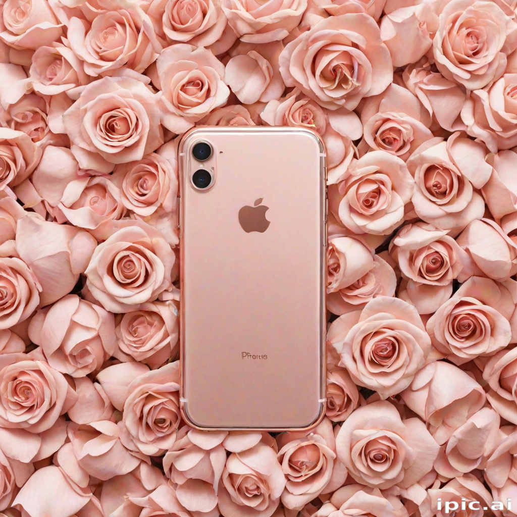 Elegant iPhone Surrounded by Soft Pink Roses in a Beautiful Arrangement
