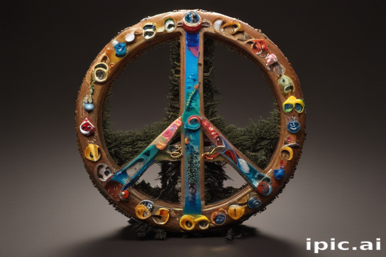 Colorful Artistic Representation of Peace Symbol Surrounded by Nature's ...