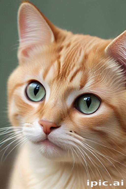 A Close-Up Portrait of a Beautiful Orange Cat with Striking Green Eyes.