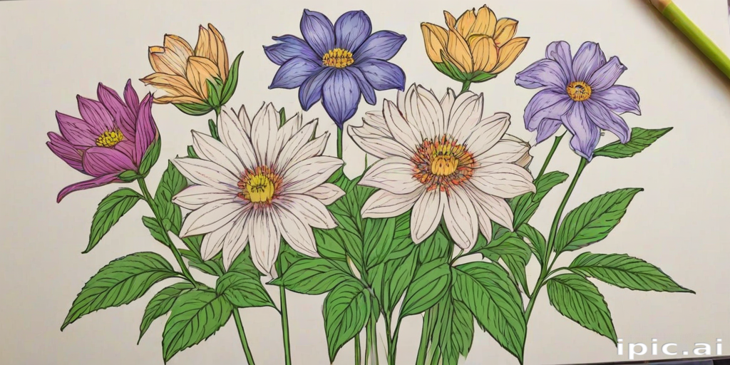 A Beautiful Arrangement of Colorful Flowers with Lush Green Leaves.