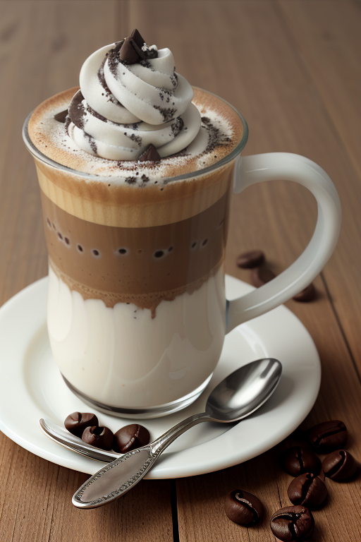Delicious Layered Coffee Beverage Topped with Whipped Cream and ...