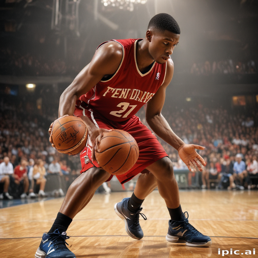 Dynamic Basketball Player Showcasing Impressive Skills During Intense ...