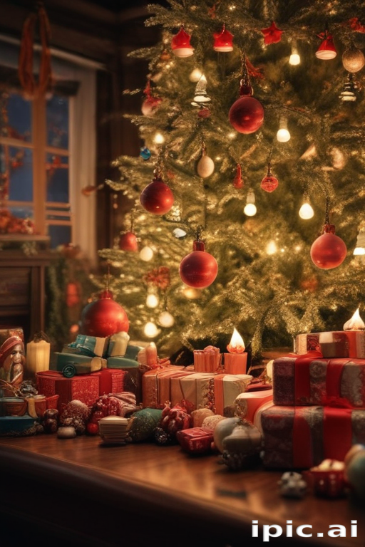 Festive Christmas Scene with Colorful Gifts and a Glowing Tree