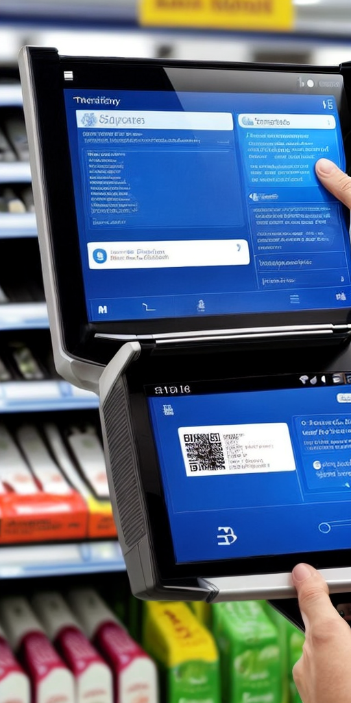 at a supermarket a customer is using a self scan till to buy wine show ...