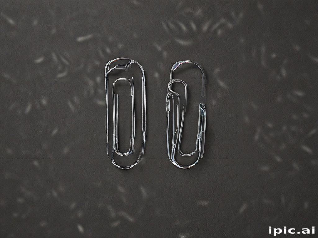 Two Unique Paperclips Artistically Positioned Against a Dark Background