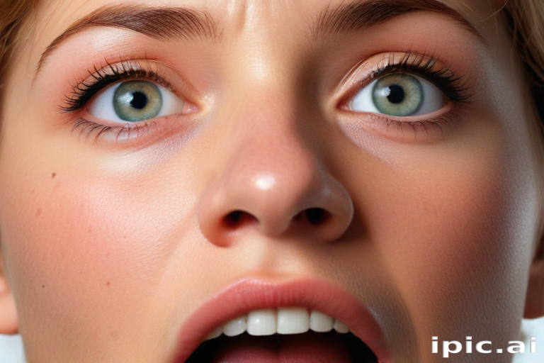 A Close-Up of a Woman Expressing Surprise and Shock with Wide Eyes.
