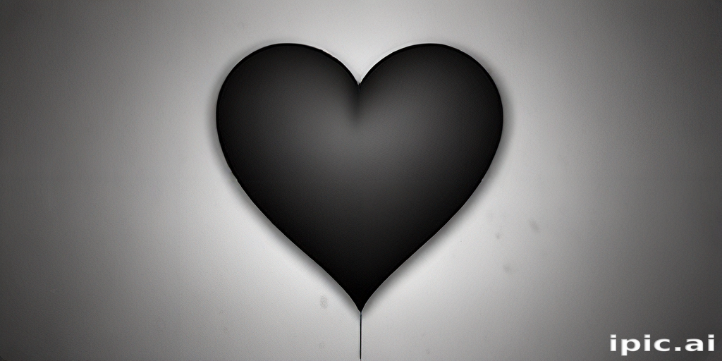 Elegant Dark Heart Shape on a Minimalistic Gray Background Design