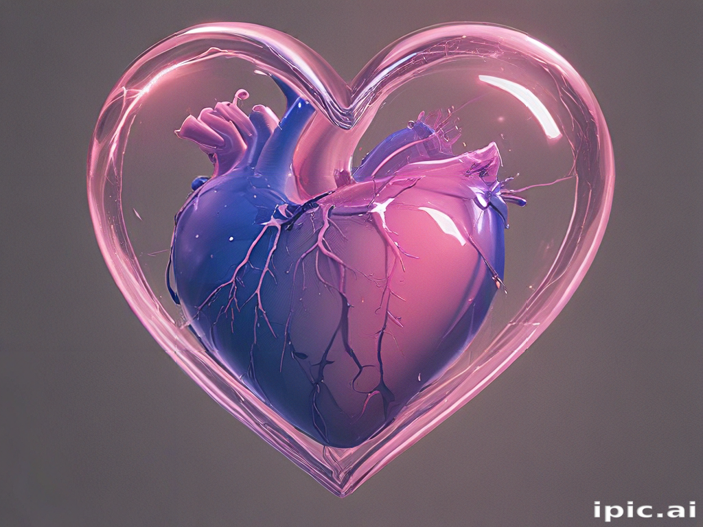 Translucent Heart Encased in a Glowing Heart-Shaped Bubble Design