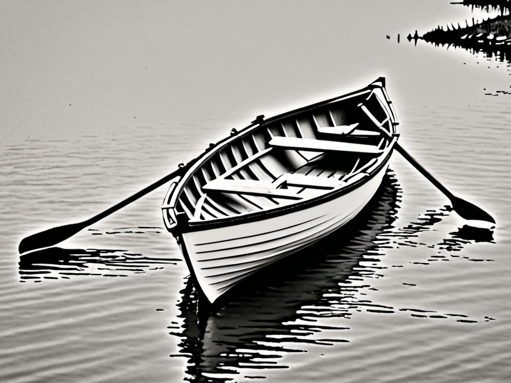 a rowing boat line art