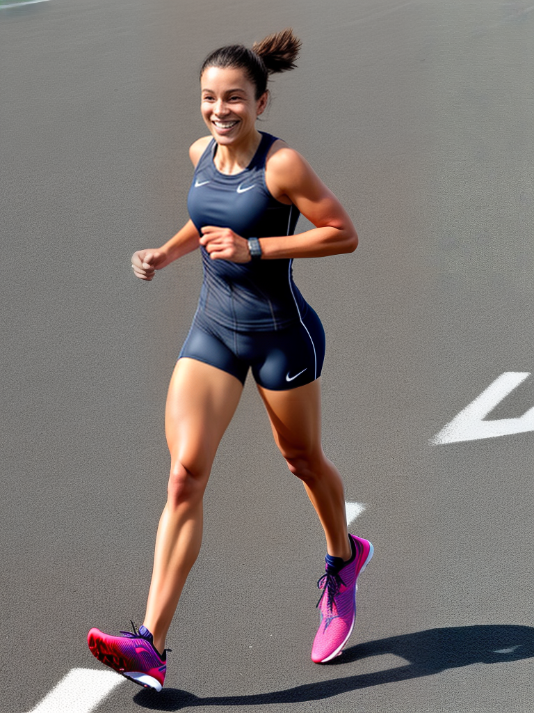 I want a picture of someone smiling while running