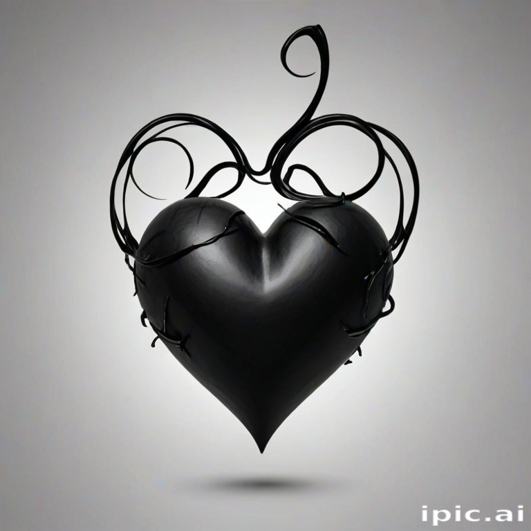 Intricate Black Heart Design with Twisted Vines and Dark Elegance