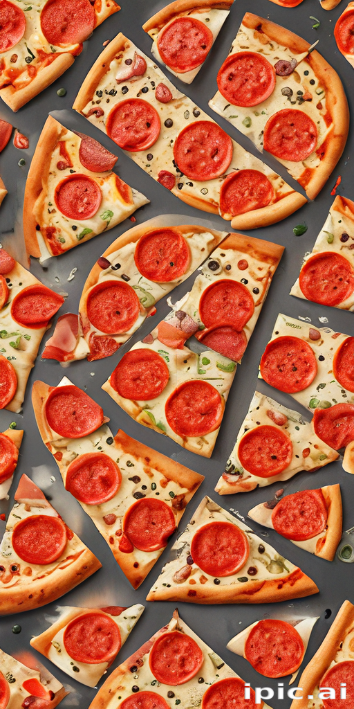 A Delicious Spread of Pepperoni Pizza Slices on a Gray Background.