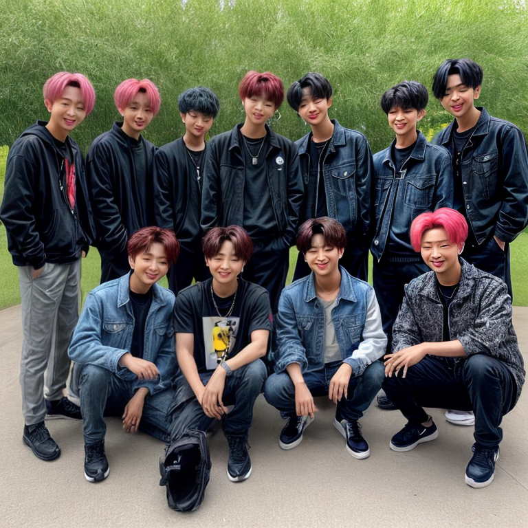 stray kids kpop sitting in a tree