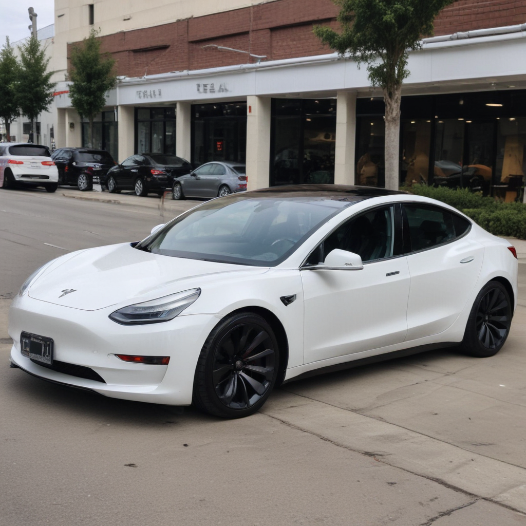 Cool Looking Tesla Model 3 White Color