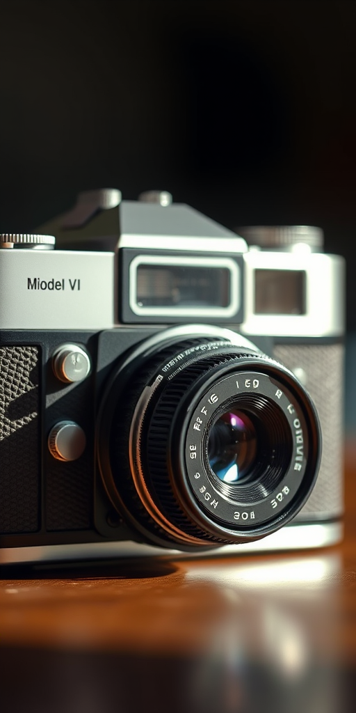 Capture a close-up of a vintage Ricohflex Model VI twin-lens reflex ...