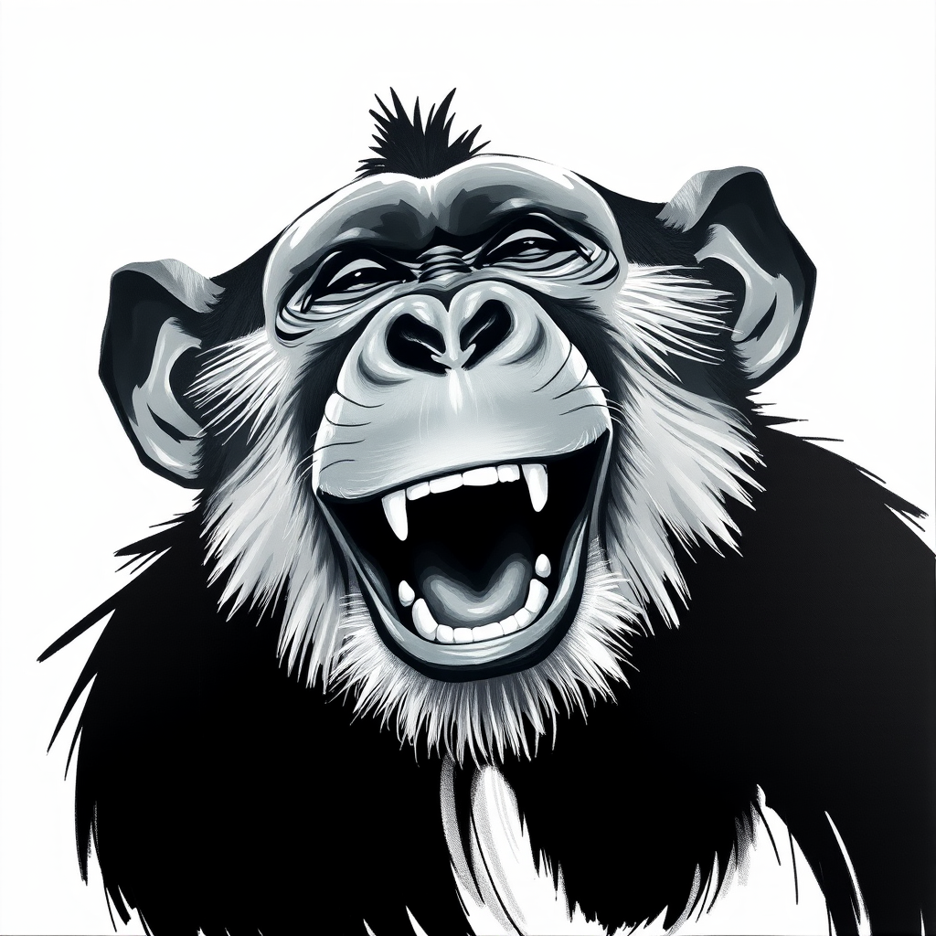 Joyful Chimpanzee Expressing Happiness with a Wide Grin and Laughter