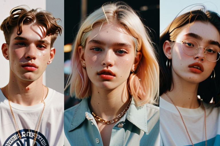 Three Young Models Showcasing Unique Styles and Expressions in Natural ...