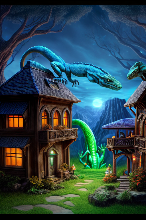 Dawn of the Houses Magic Lizard (fantasy scene)