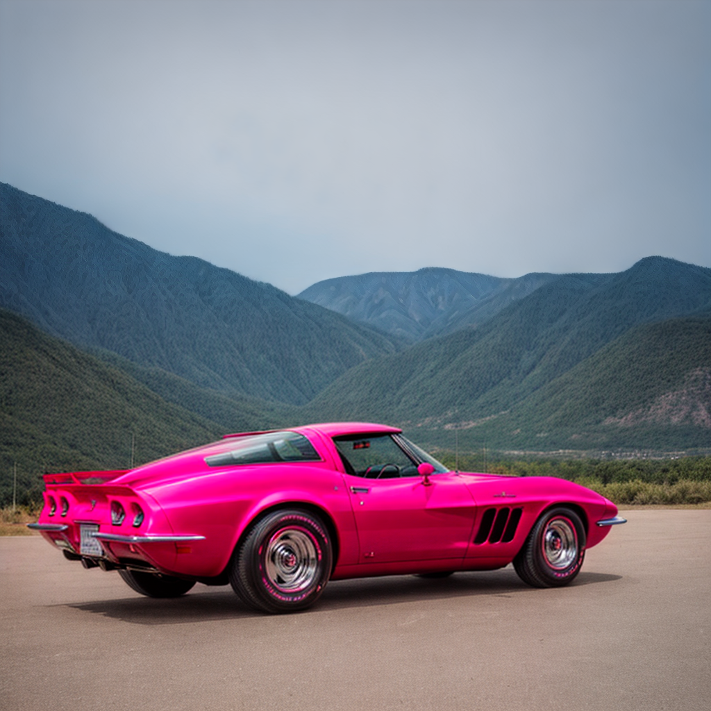 Retrofuturism pink city vintage Chevrolet Corvette C4