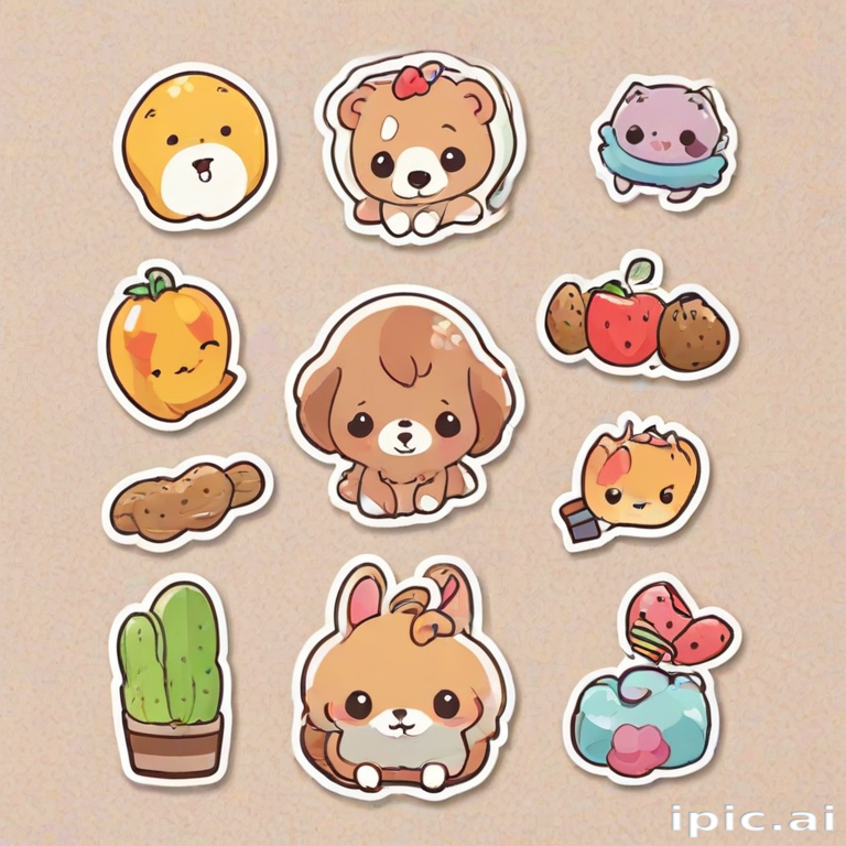 Adorable Collection of Cute Animal and Food Character Stickers for Fun ...