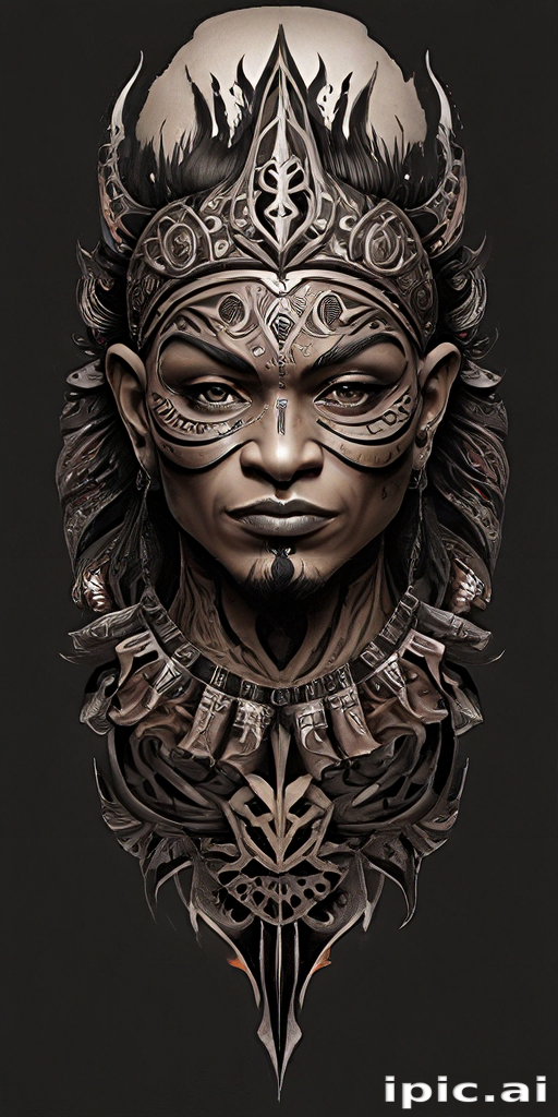 Intricate Warrior Portrait Featuring Detailed Armor and Cultural Symbolism