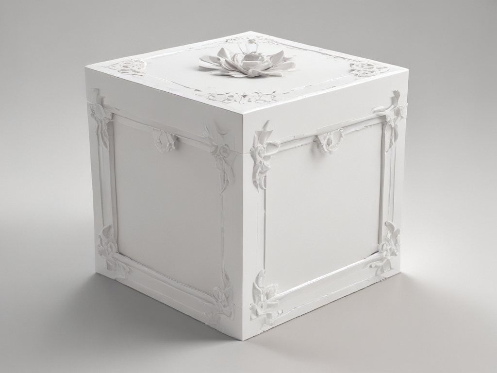 Elegant White Decorative Box with Floral Design on the Lid