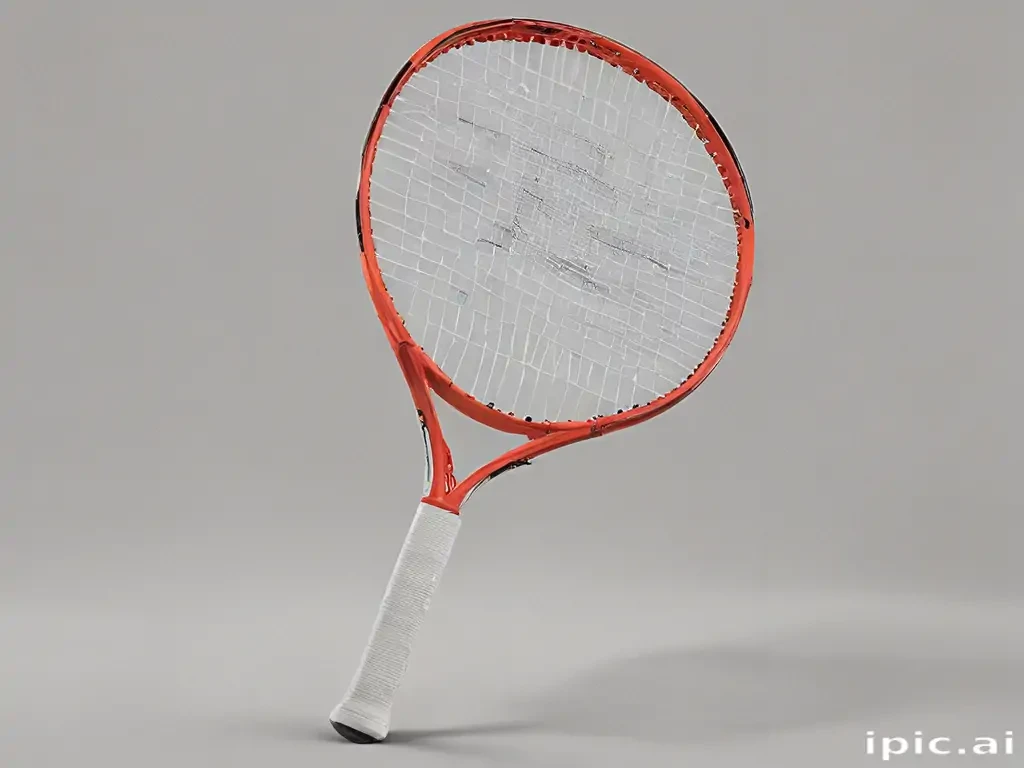 Bright Orange Tennis Racket Isolated on a Simple Gray Background
