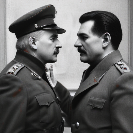 Stalin against Mussolini in a fight