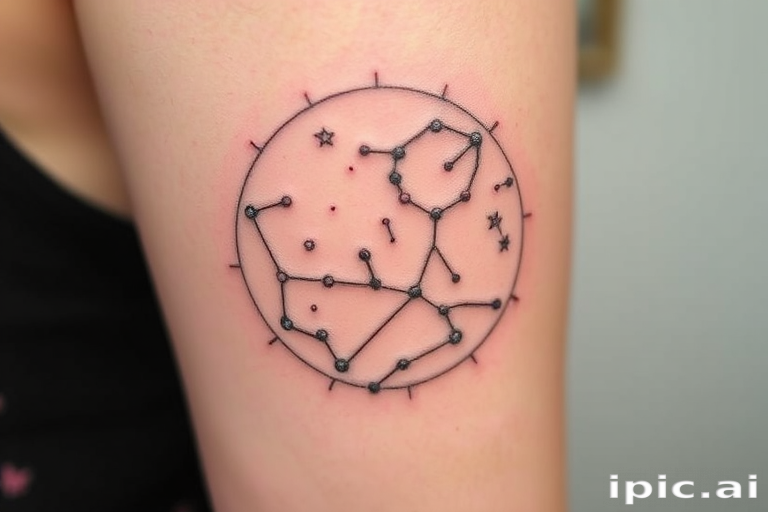 Intricate Tattoo Design Featuring Celestial Constellations and Star ...