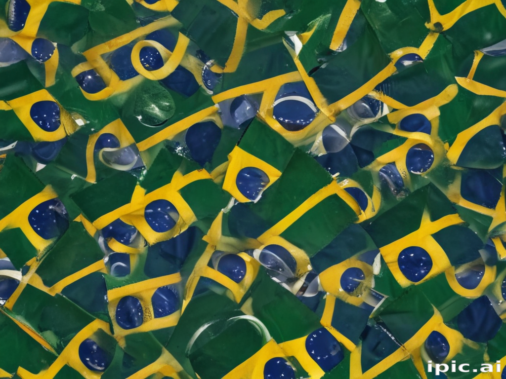 A Vibrant Collage of Brazilian Flags Creating a Colorful Mosaic Pattern