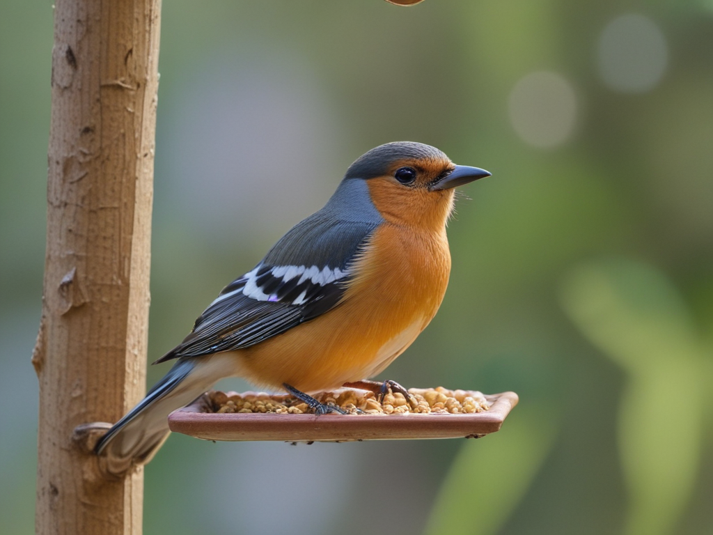 A bird with huge testicles sitting on a birdfeeder