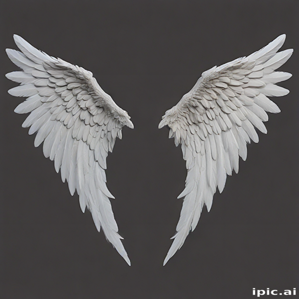 Stunningly Detailed White Angel Wings with Intricate Feather Patterns ...