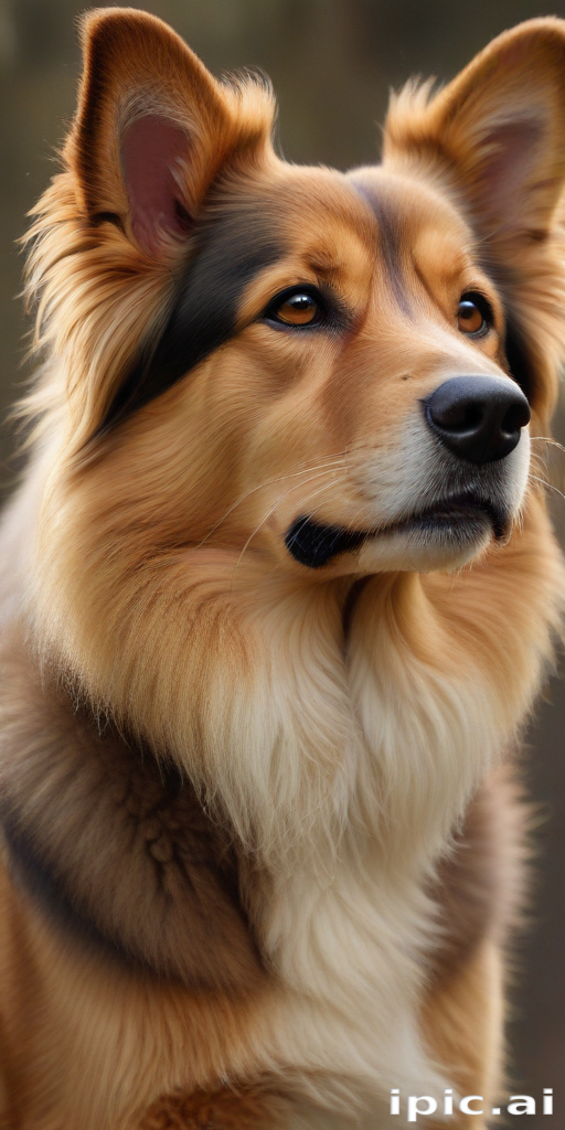 A Majestic Dog with Fluffy Fur and Expressive Eyes in Nature.