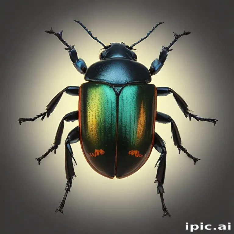 Vibrant Metallic Beetle Displaying Stunning Green and Black Coloration