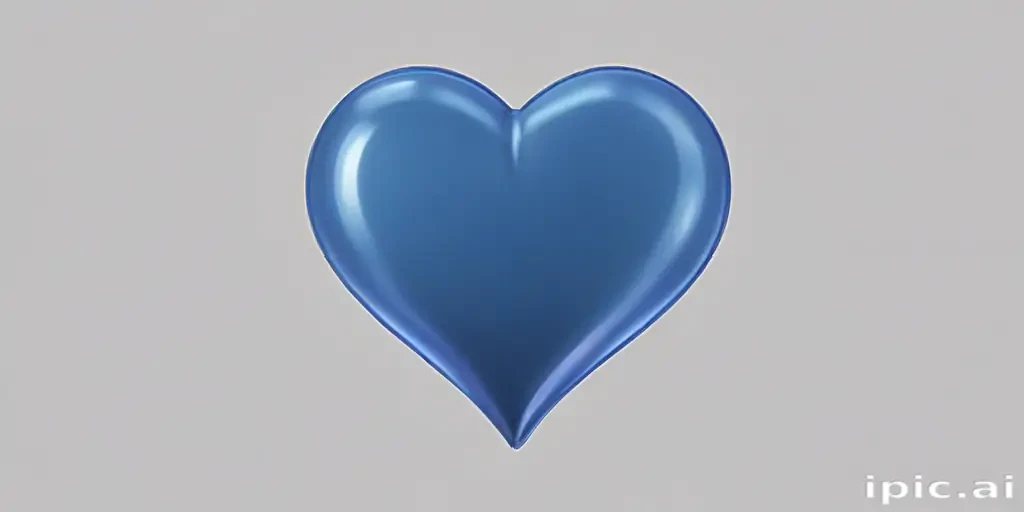 A Shiny Blue Heart Shape Symbolizing Love and Affection in 3D Design.