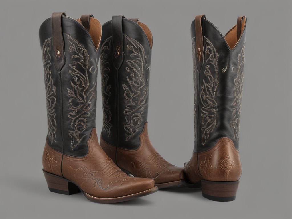 Elegant Western Cowboy Boots with Intricate Embroidery and Stylish Design.