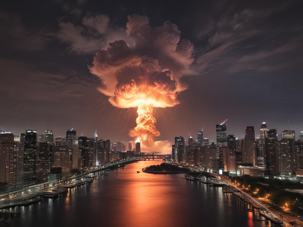 nuclear explosion over big city