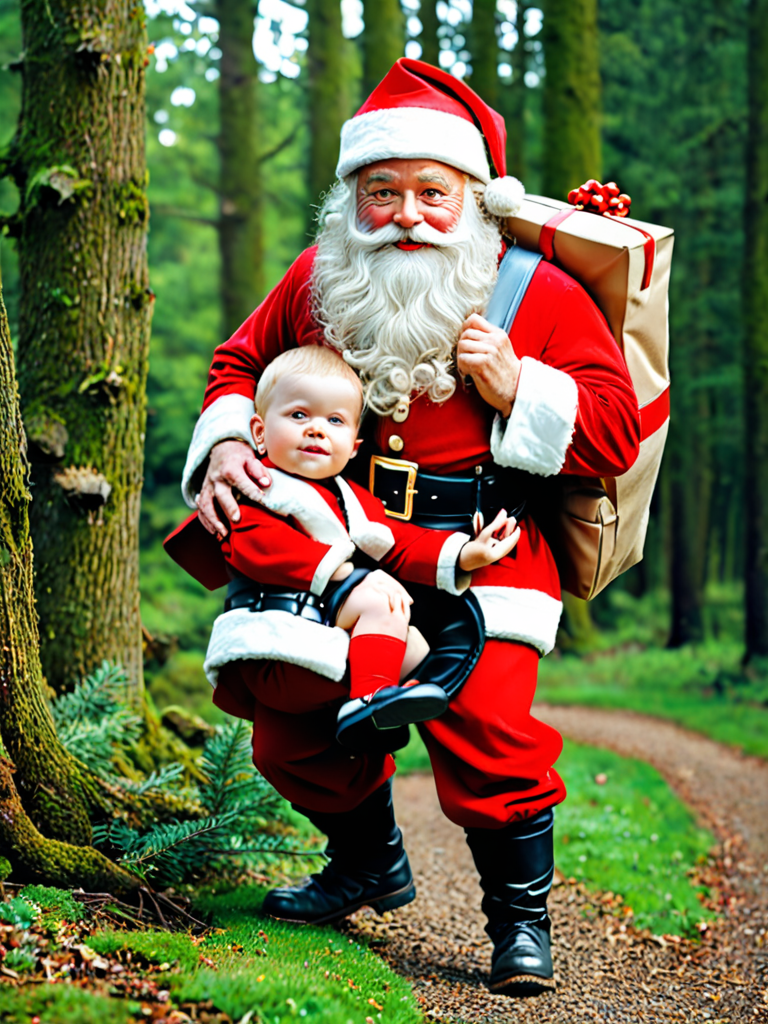 santa dwarf a piggyback