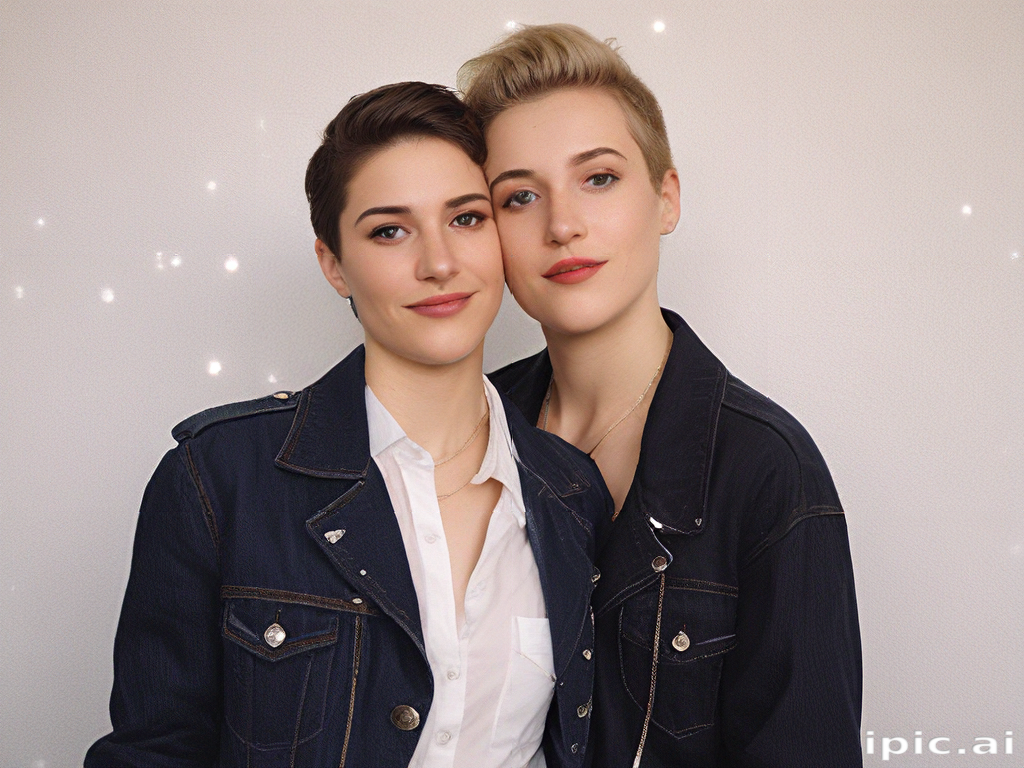 Two Friends Sharing a Moment in Stylish Denim Jackets Together