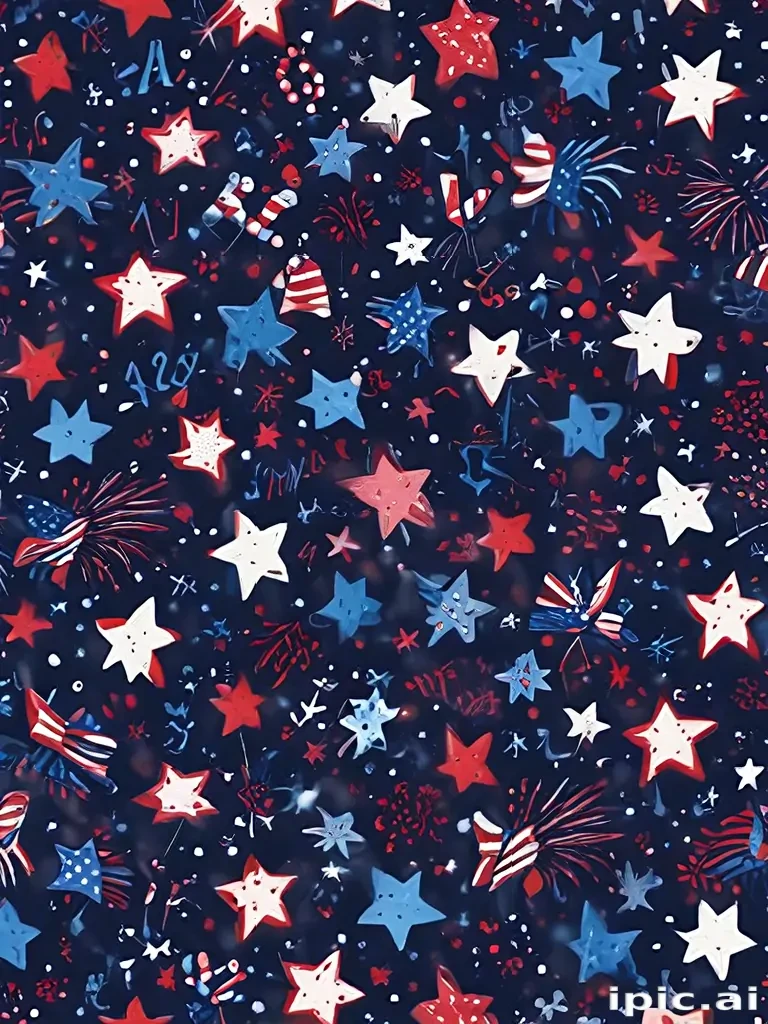 Festive Stars and Fireworks: A Celebration of Red, White, and Blue