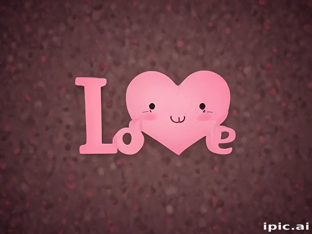 Adorable Pink Heart with Cute Face Expressing Love and Affection.