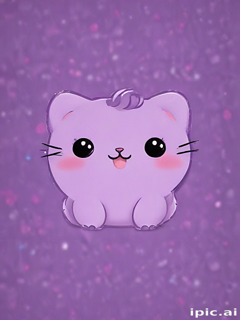 Adorable Purple Cat Character with Big Eyes and Playful Expression