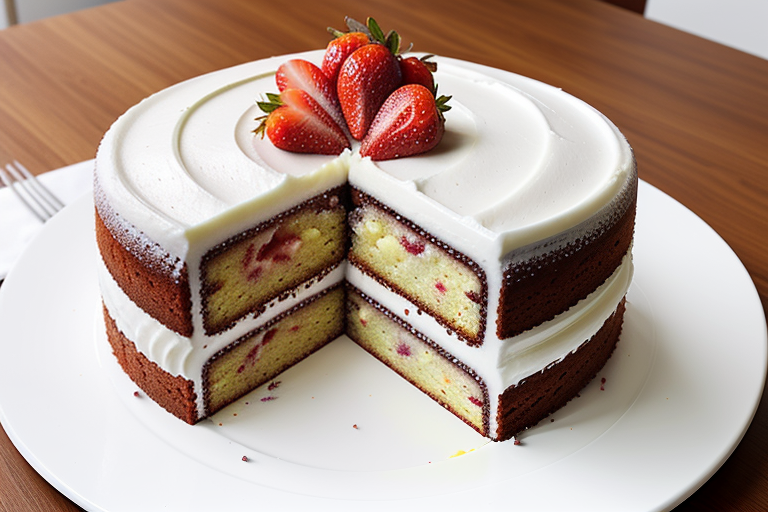 Deliciously Layered Strawberry Cake with Creamy Frosting and Fresh Toppings