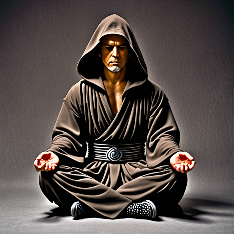 Hooded Jedi Knight meditating