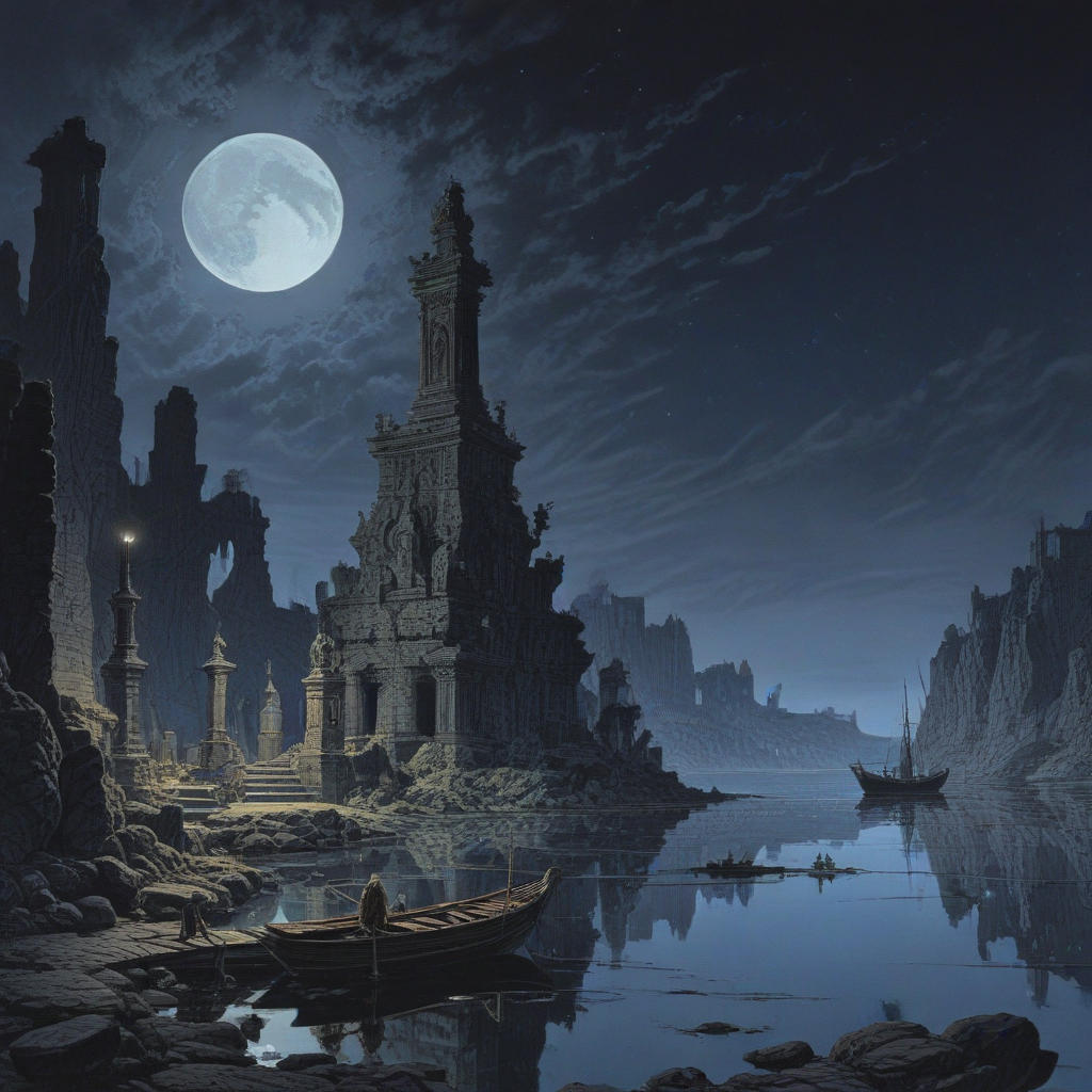 roman empire jean giraud moebius oniric landscape piranesi lake midnight