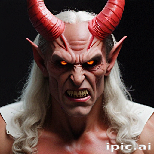 Striking Portrait of a Fearsome Demon with Intense Expression and Horns